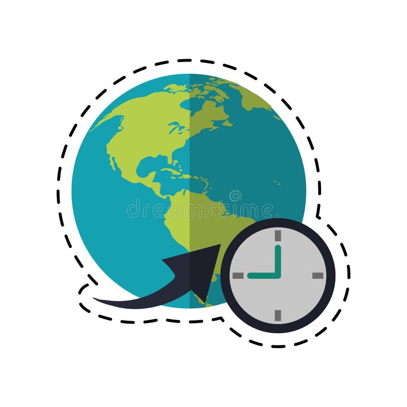 Global World Around Clock Business Concept-dotted Line Stock Vector ...