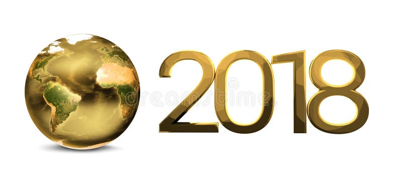 2018 Global World Earth Golden 3d Render Stock Illustration ...