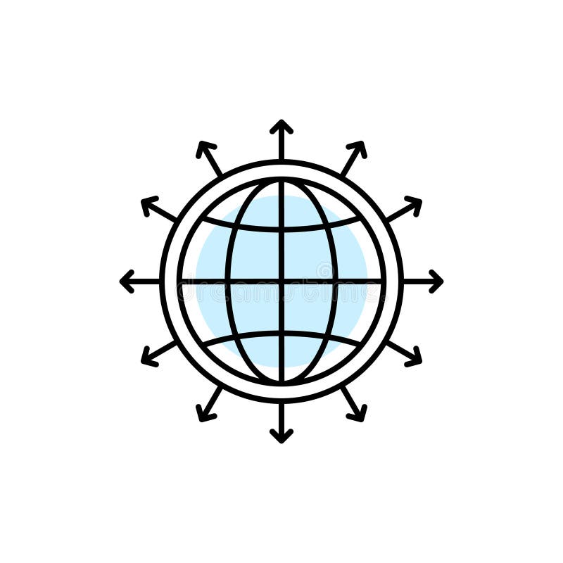 Global World Expansion Icon with Thin Line Earth Globe Stock Vector ...