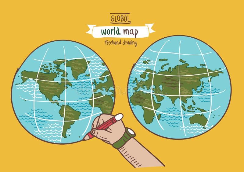 Global World Map Sketch Vector Stock Vector - Illustration of symbol ...