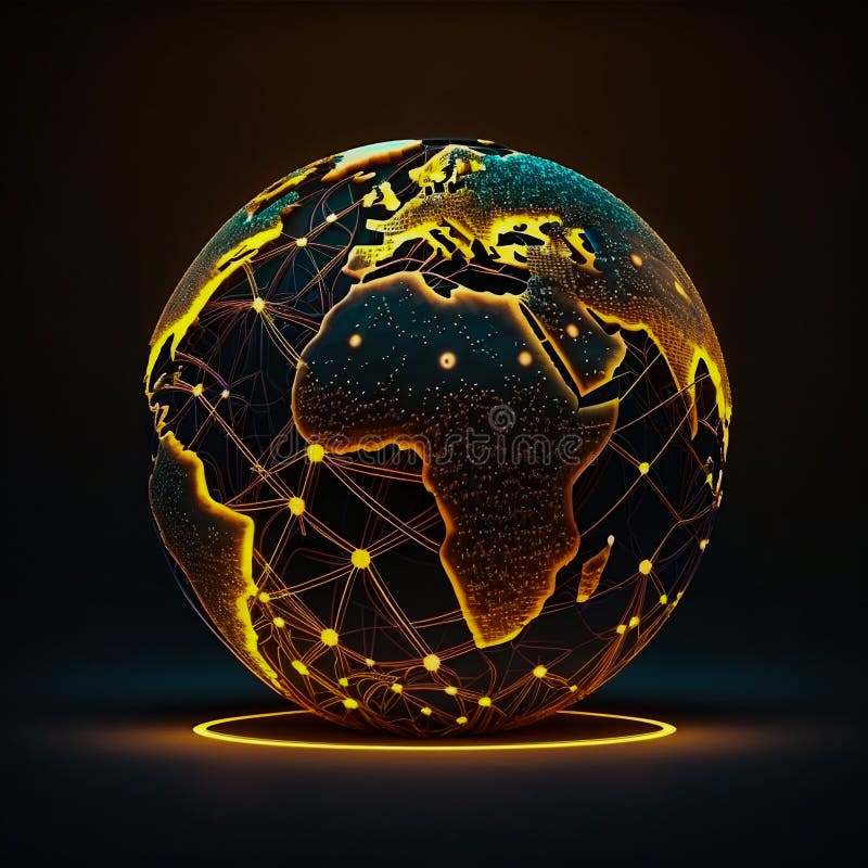 Global World Network and Telecommunications. Generative AI Stock ...