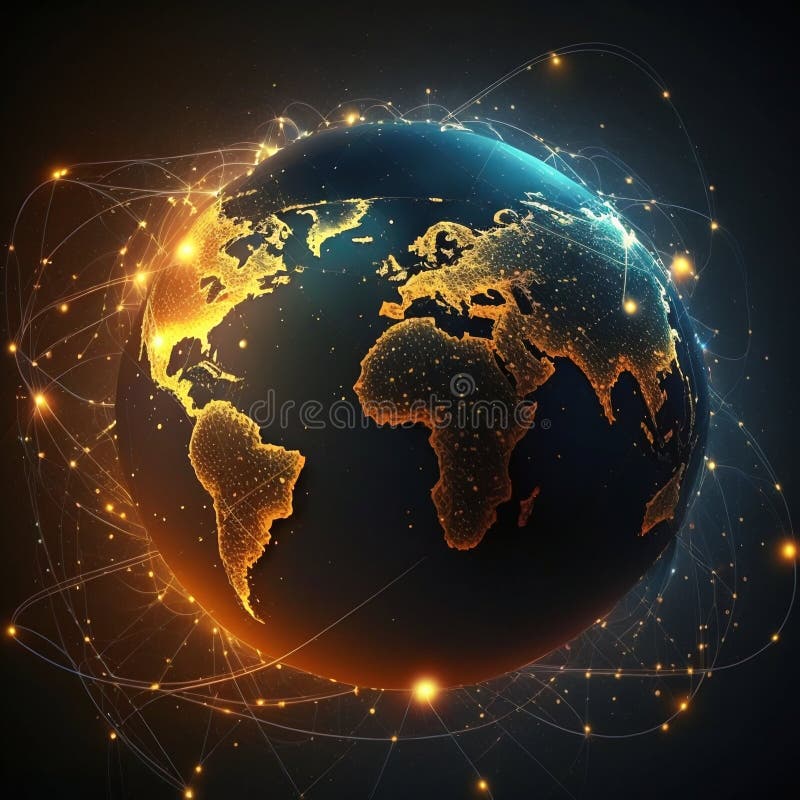 Global World Network and Telecommunications. Generative AI Stock ...