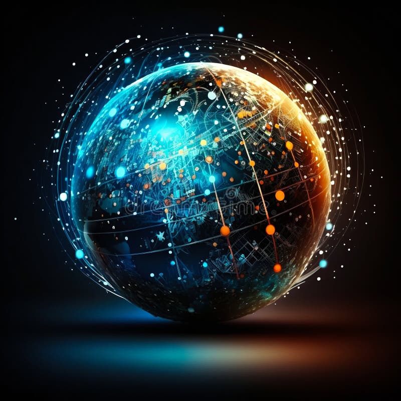Global World Network and Telecommunications. Generative AI Stock ...