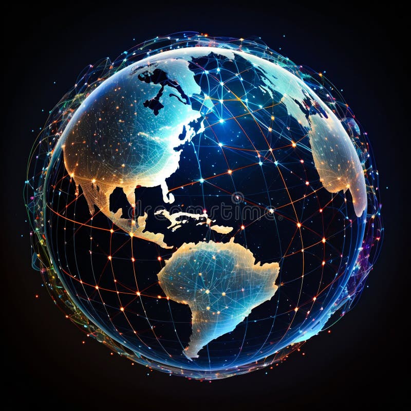 Global World Network and Telecommunications. Generative AI Stock ...