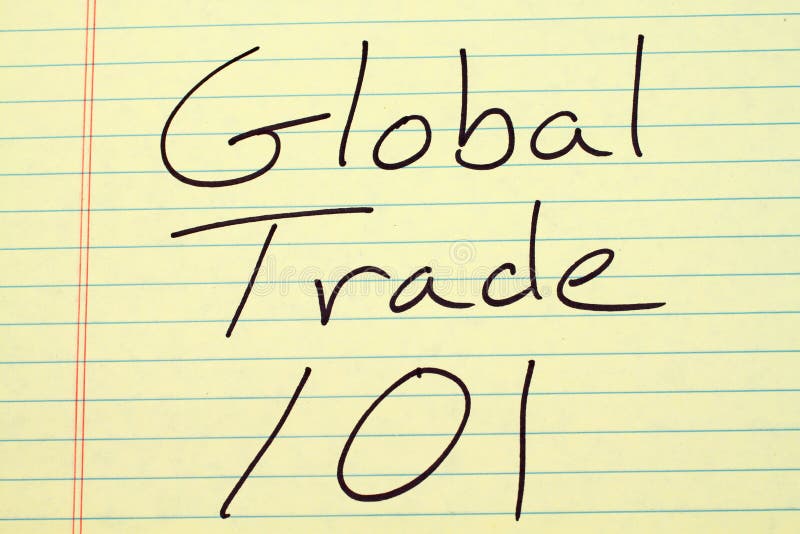 Globaler Handel 101 Auf Einem Gelben Kanzleibogenblock Stockfoto - Bild ...