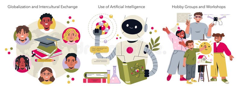 Globalization, AI, and Creative Workshops Stock Vector - Illustration ...