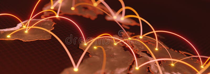 Globalization and Communication Concept. Earth and Luminous Rays. 3d ...