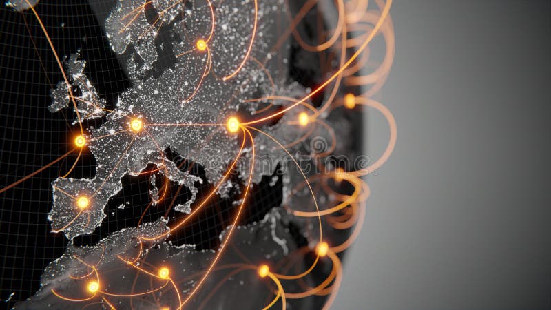 Globalization and Communication Concept. Earth and Luminous Rays. 3d ...