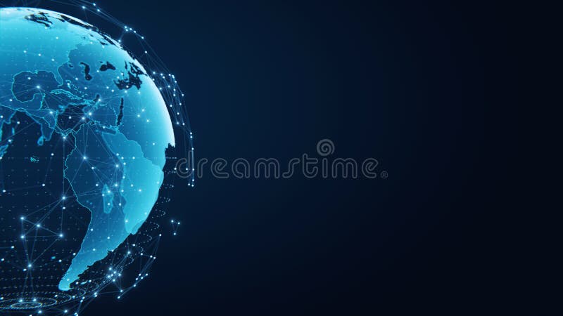 Globalization and Communication Concept. Earth and Luminous Rays. 3d ...