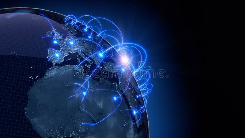 Globalization and Communication Concept. Earth and Luminous Rays. 3d ...