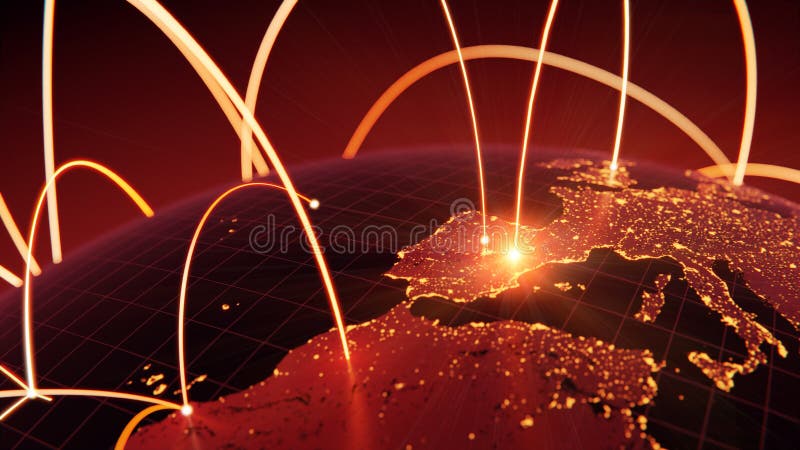 Globalization and Communication Concept. Earth and Luminous Rays. 3d ...