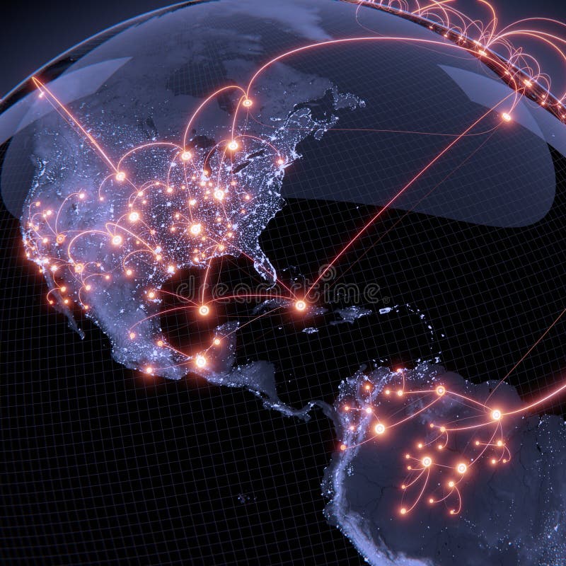 Globalization and Communication Concept. Earth and Luminous Rays. 3d ...