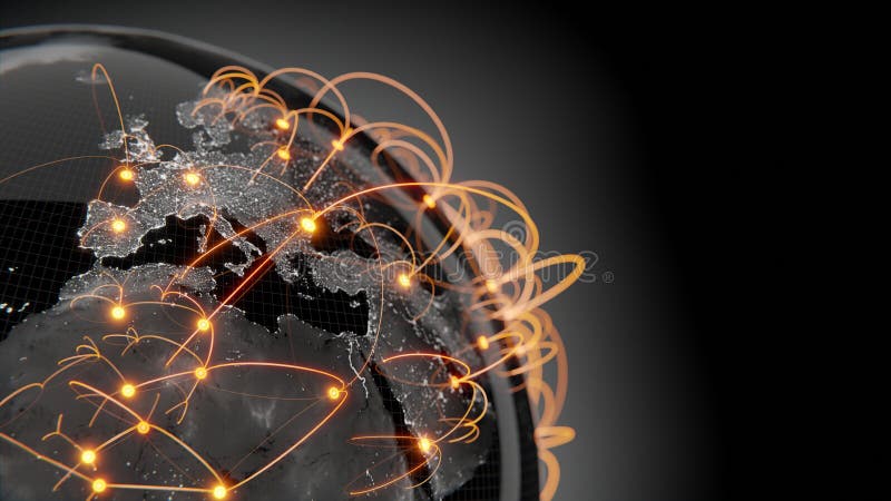 Globalization and Communication Concept. Earth and Luminous Rays. 3d ...