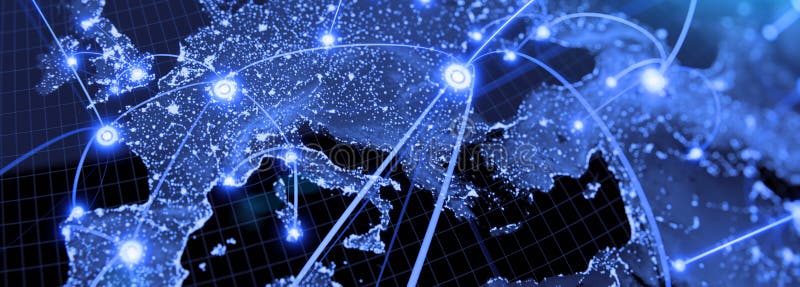 Globalization and Communication Concept. Earth and Luminous Rays. 3d ...