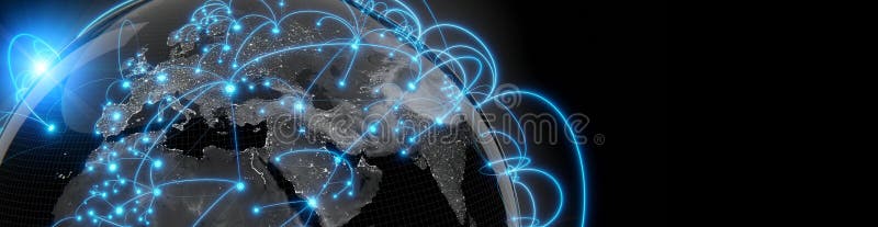 Globalization and Communication Concept. Earth and Luminous Rays. 3d ...