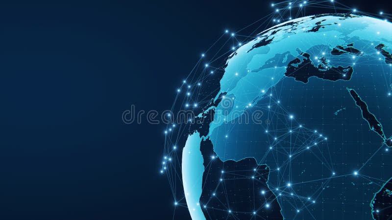 Globalization and Communication Concept. Earth and Luminous Rays. 3d ...