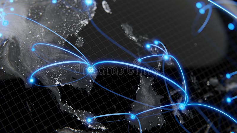 Globalization and Communication Concept. Earth and Luminous Rays. 3d ...