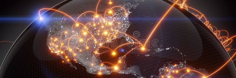 Globalization and Communication Concept. Earth and Luminous Rays. 3d ...