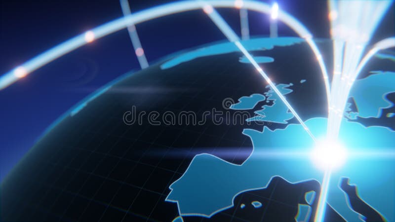 Globalization and Communication Concept. Earth and Luminous Rays. 3d ...