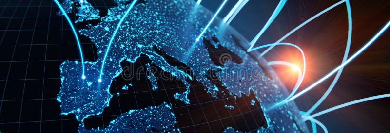 Globalization and Communication Concept. Earth and Luminous Rays. 3d ...