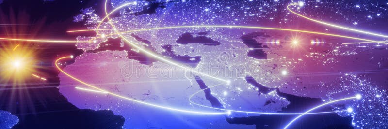 Globalization and Communication Concept. Earth and Luminous Rays. 3d ...