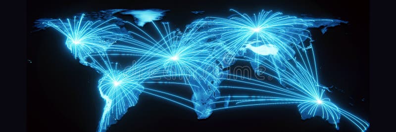 Globalization and Communication Concept. Earth and Luminous Rays. 3d ...