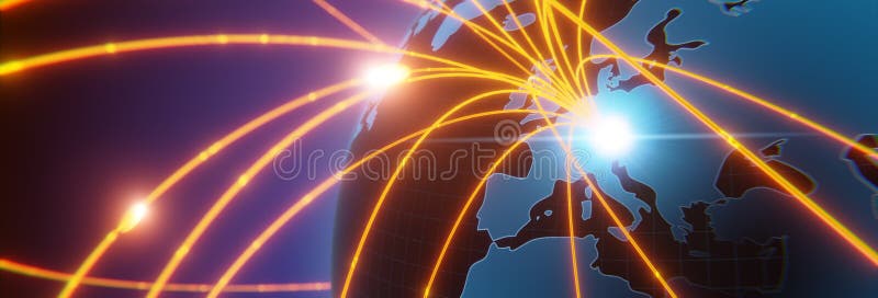 Globalization and Communication Concept. Earth and Luminous Rays. 3d ...