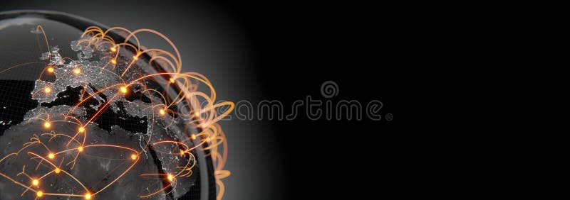 Globalization and Communication Concept. Earth and Luminous Rays. 3d ...