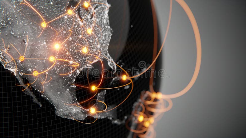 Globalization and Communication Concept. Earth and Luminous Rays. 3d ...