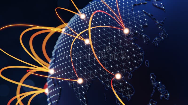 Globalization and Communication Concept. Earth and Luminous Rays. 3d ...