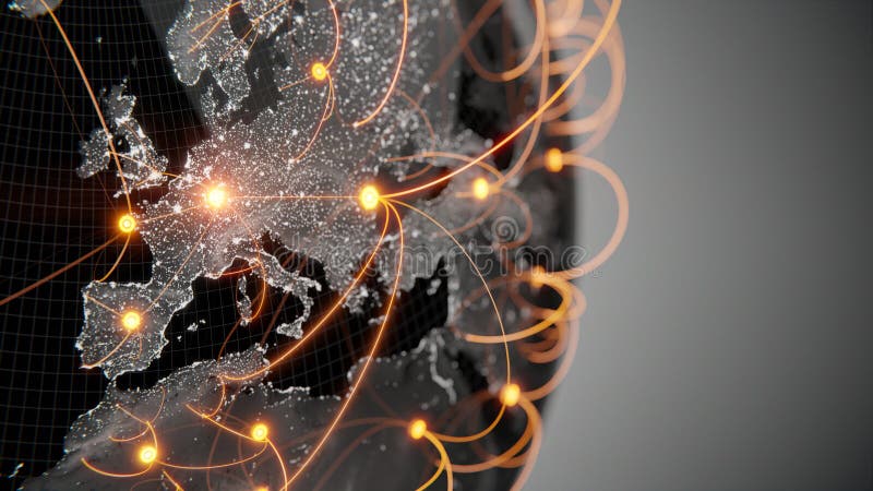 Globalization and Communication Concept. Earth and Luminous Rays. 3d ...