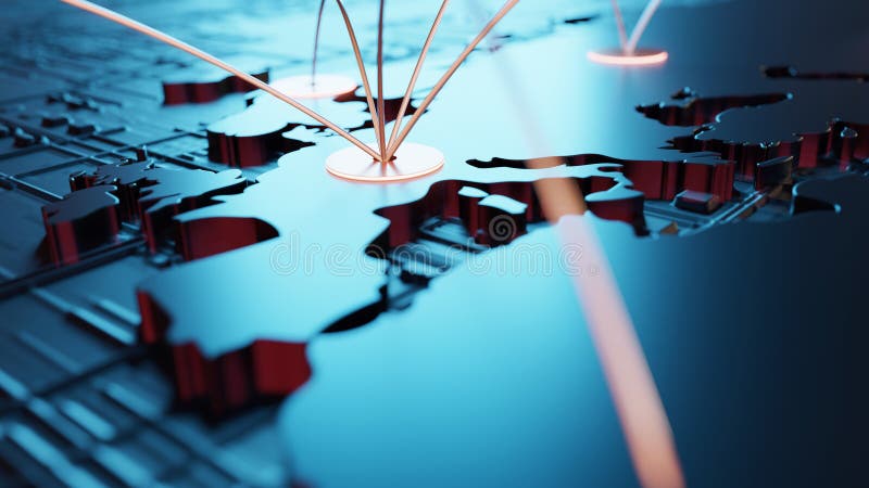 Globalization and Communication Concept. Earth and Luminous Rays. 3d ...