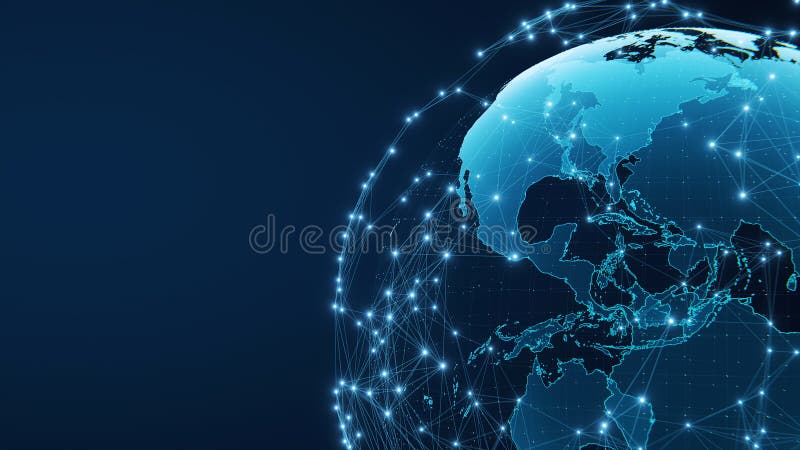 Globalization and Communication Concept. Earth and Luminous Rays. 3d ...