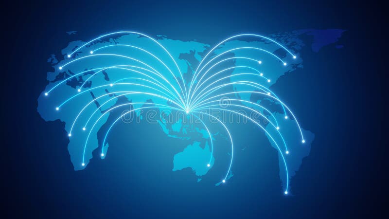 Globalization and Communication Concept. Earth and Luminous Rays. 3d ...