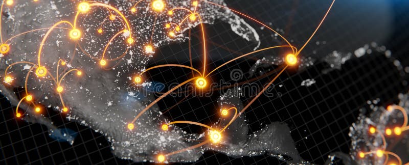 Globalization and Communication Concept. Earth and Luminous Rays. 3d ...