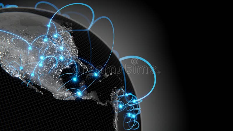 Globalization and Communication Concept. Earth and Luminous Rays. 3d ...