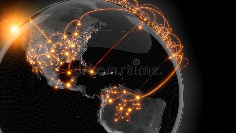 Globalization and Communication Concept. Earth and Luminous Rays. 3d ...
