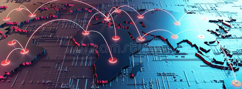 Globalization and Communication Concept. Earth and Luminous Rays. 3d ...