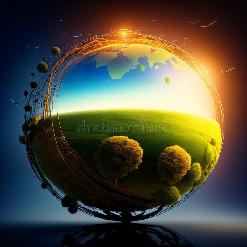 Globalization and Communication Concept. Earth and Luminous Rays Stock ...