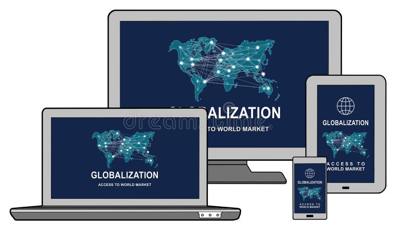 Globalization Concept on Different Devices Stock Illustration ...