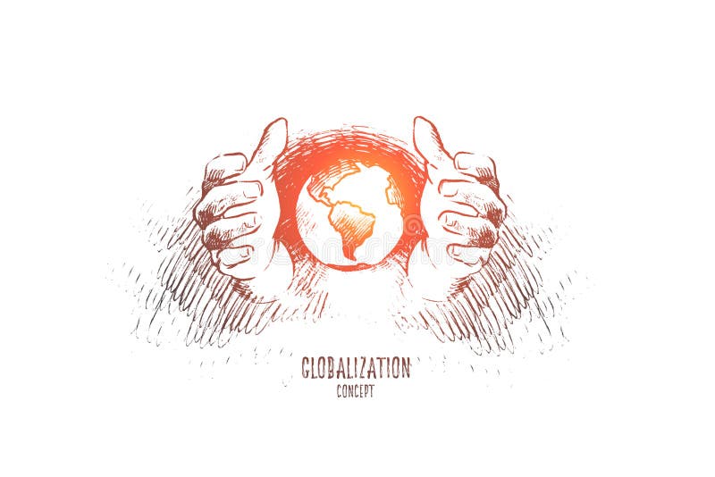 Globalization Concept. Hand Drawn Isolated Vector. Stock Vector ...