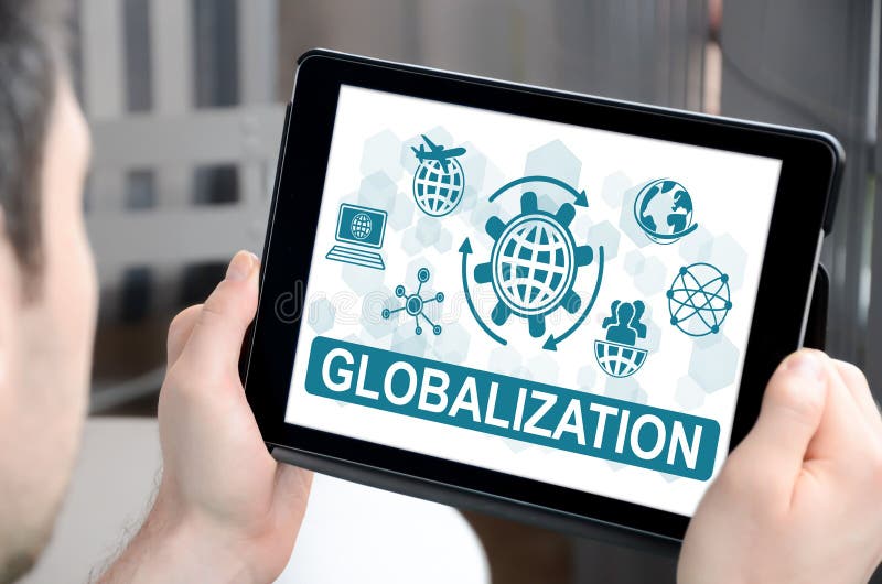 Globalization Concept on a Tablet Stock Image - Image of partners ...