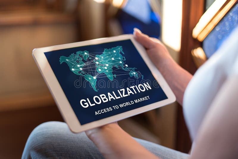 Globalization Concept on a Tablet Stock Photo - Image of media ...