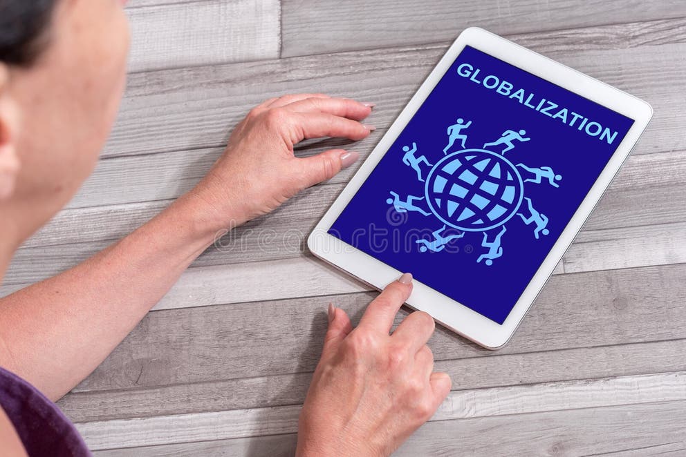 Globalization Concept on a Tablet Stock Photo - Image of interaction ...