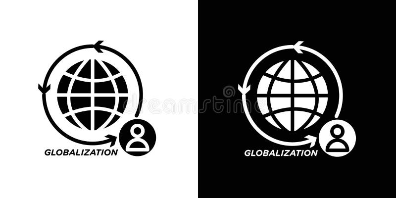 Globalization Icon Flat Vector Set Outline Stock Vector - Illustration ...