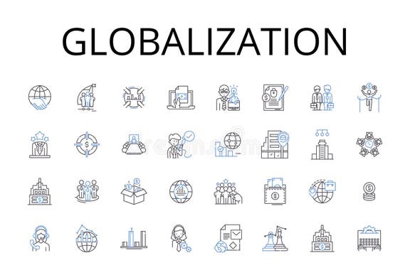 Globalization Line Icons Collection. Urbanization, Digitization ...