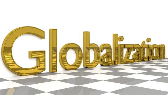Globalization Sign in Gold and Glossy Letters Stock Illustration ...