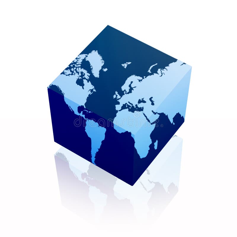 Cubic Planet Globe Earth Cube Stock Illustration - Illustration of cube ...