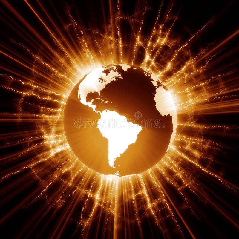 Exploding Earth stock illustration. Illustration of flaming - 16269889