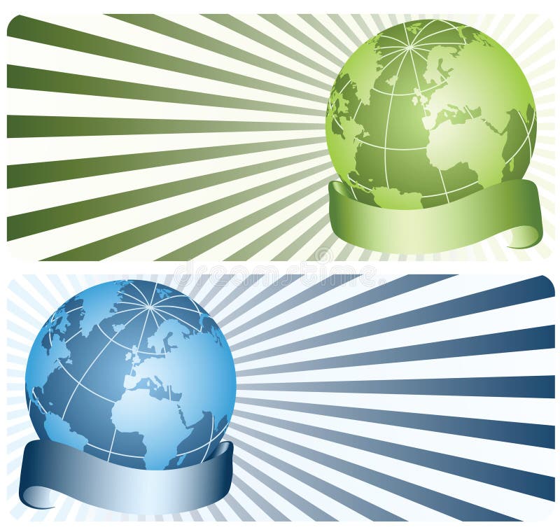 Globe banners stock vector. Illustration of computer, three - 4541878